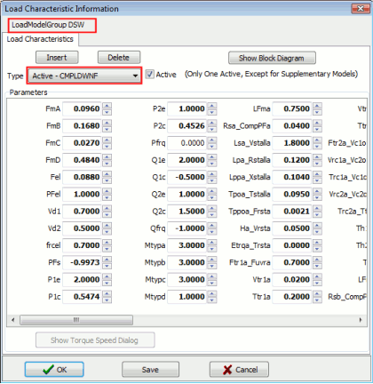 Transient Stability: Load Model Group - CMPLDWNF Load Model